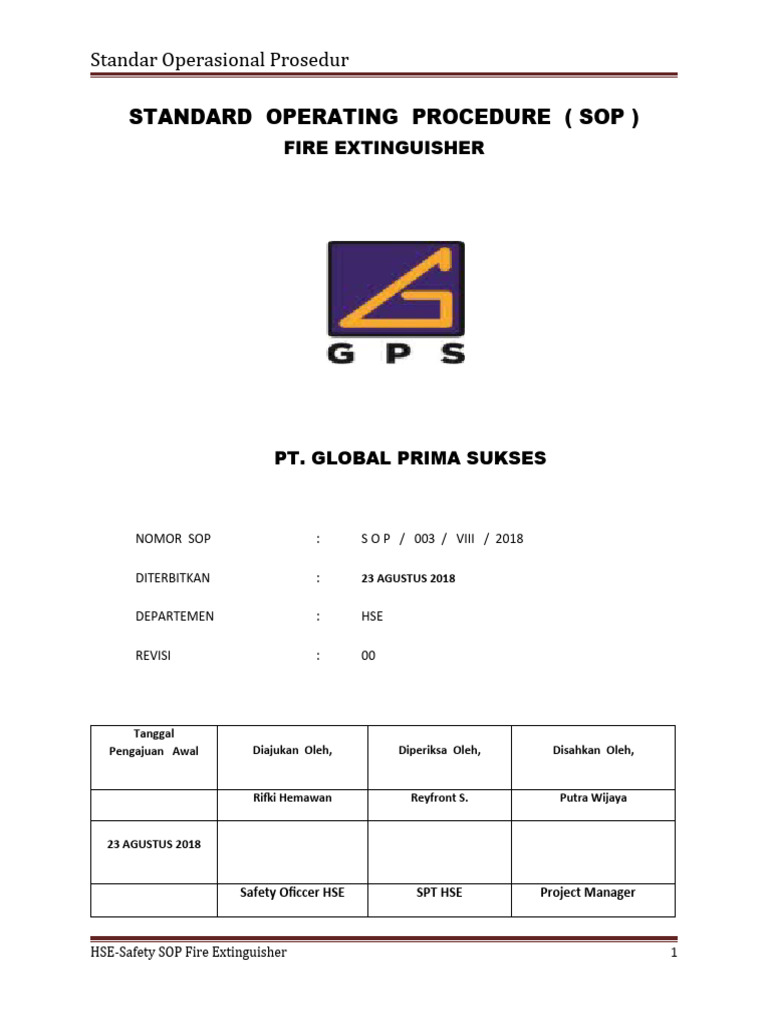 11.SOP-Safety - Fire Extinguisher | PDF