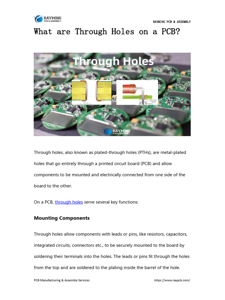 What Are Through Holes on a PCB | PDF | Printed Circuit Board | Electrical Connector