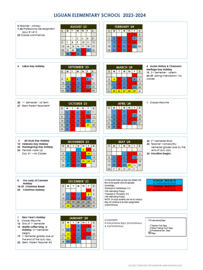 LES School Calendar SY23-24 Modified Schedule For 1st Semester | PDF | Academic Term | Schools