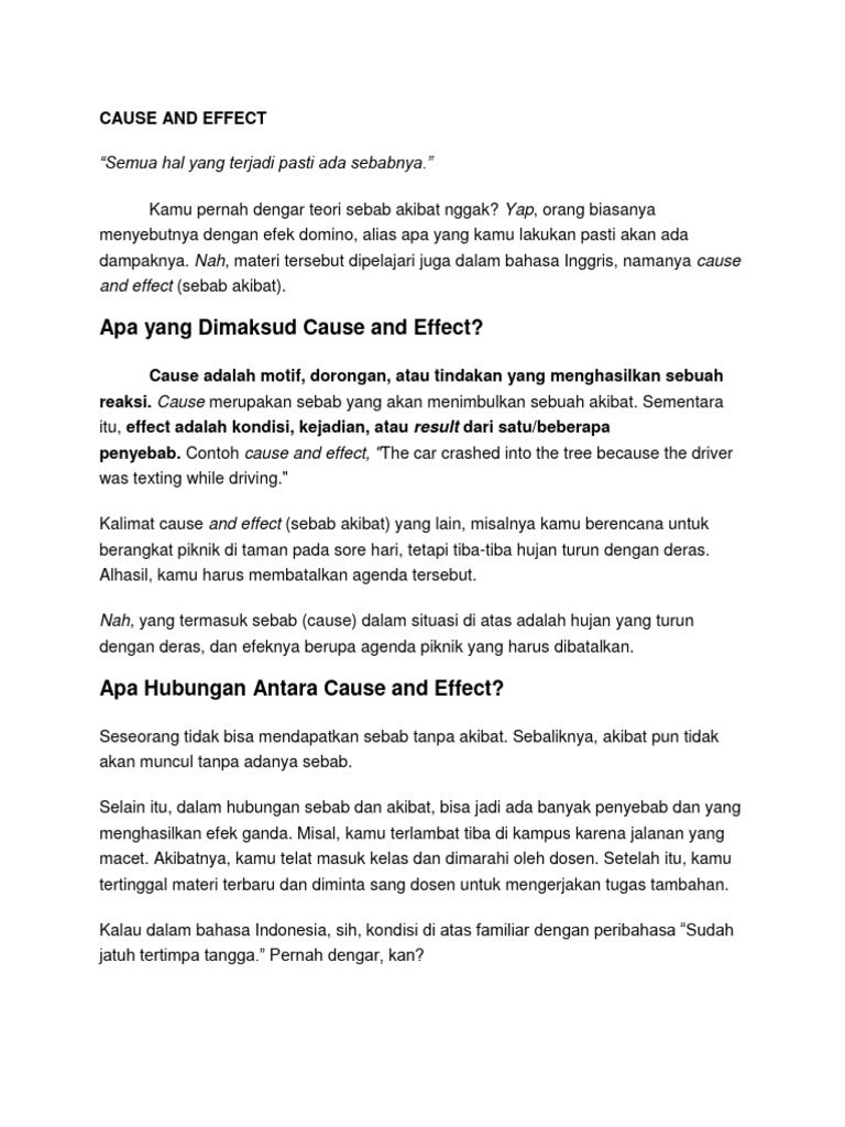 Cause and Effect | PDF