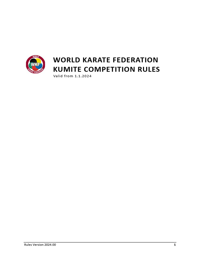 WKF Kumite Competition Rules 2024 | PDF | Referee | Clothing