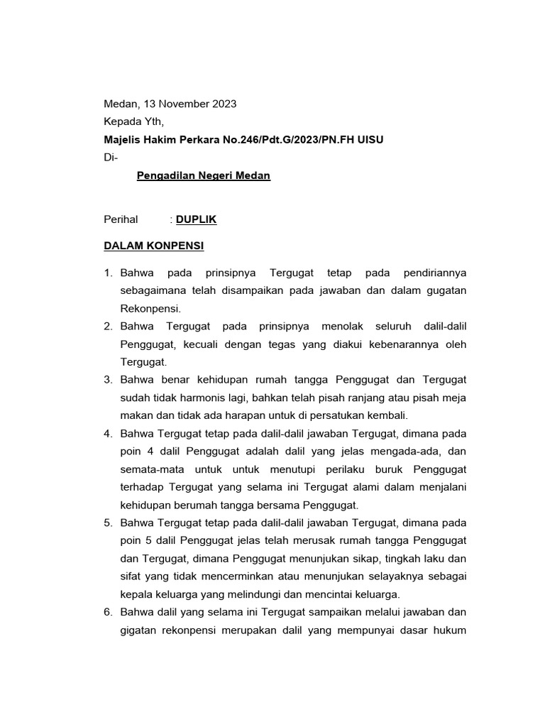 Contoh Duplik | PDF