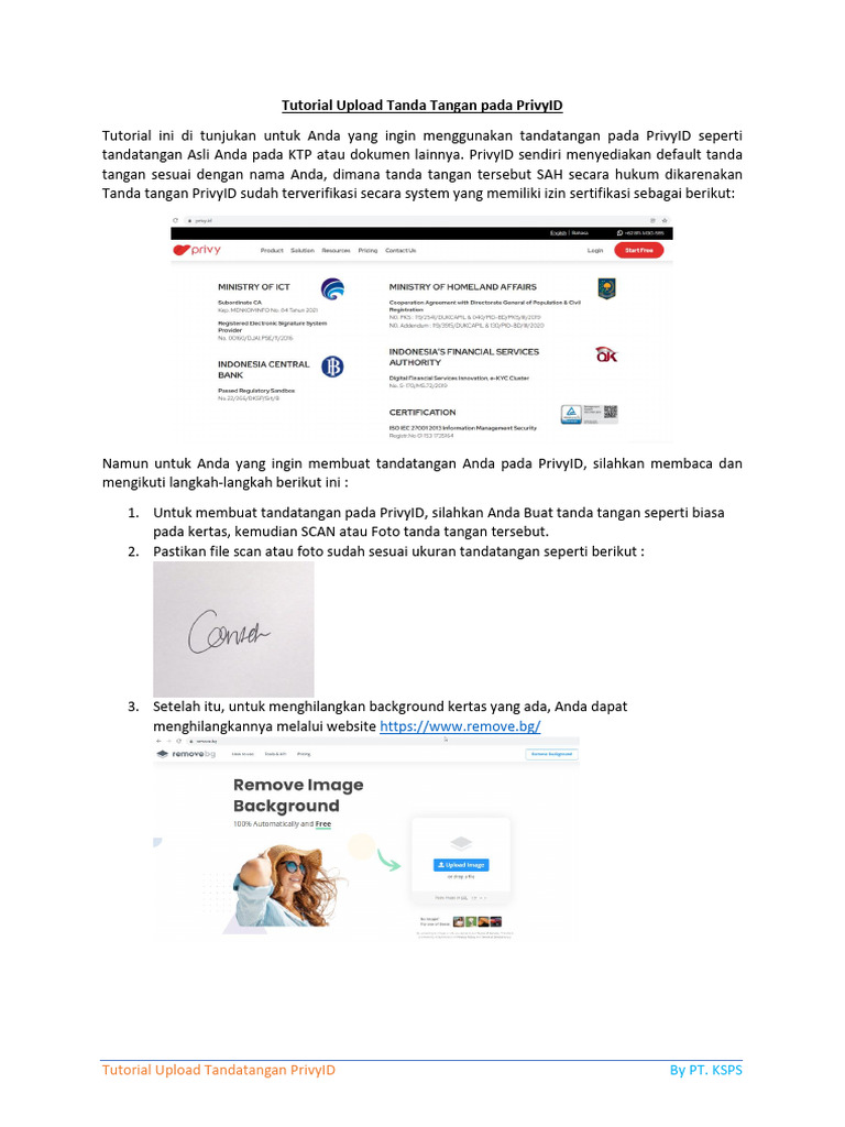 Tutorial Upload Tanda Tangan Pada PrivyID | PDF | Karier & Perkembangan ...