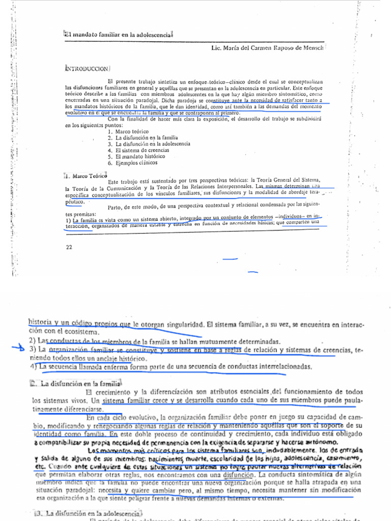 Raposo de Mench - Los Mandatos Familiares en La Adolescencia | PDF