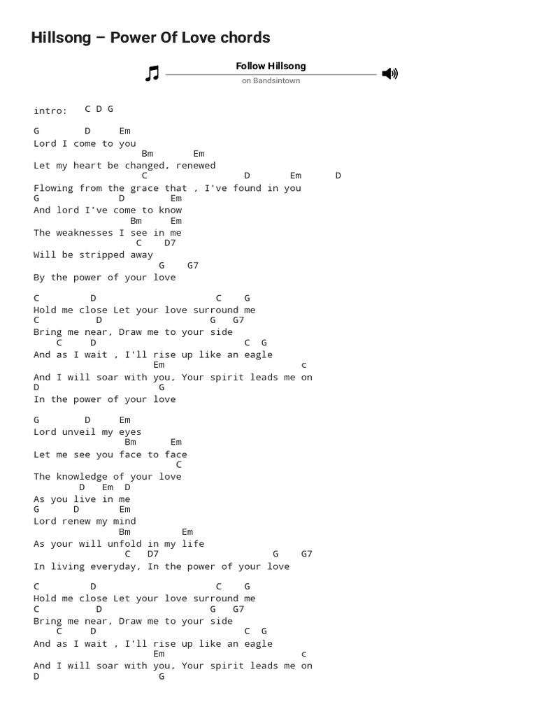 Power of Love Chords With Lyrics by Hillsong For Guitar and Ukulele at ...