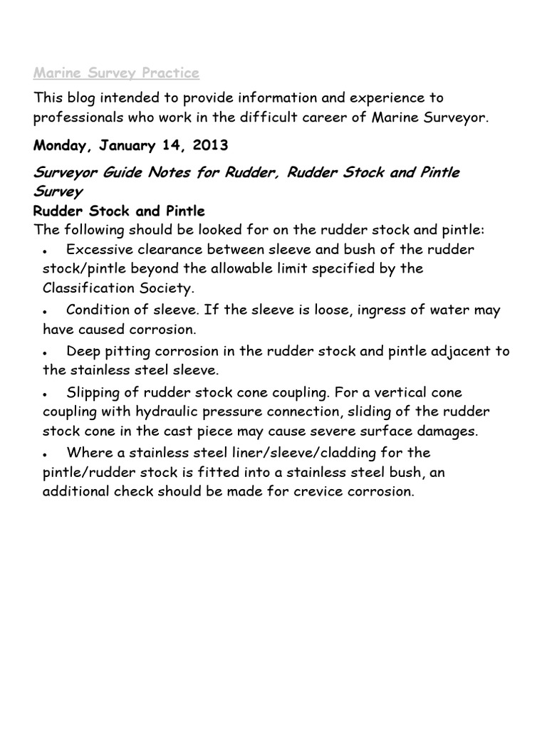 Rudder Stock and Pintle Clearance Guide | PDF | Rudder | Welding