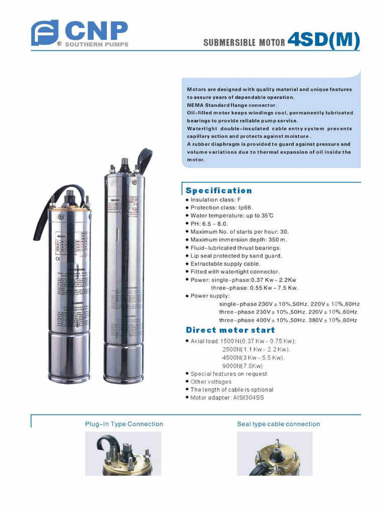 CNP - 4SD - Sub - Motor | PDF | Mechanical Engineering | Manufactured Goods