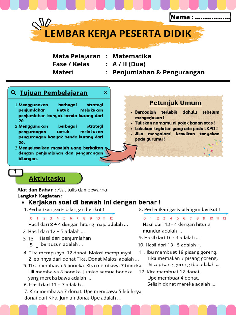 LKPD Matematika Fase A Kelas 2 BAB 2 | PDF