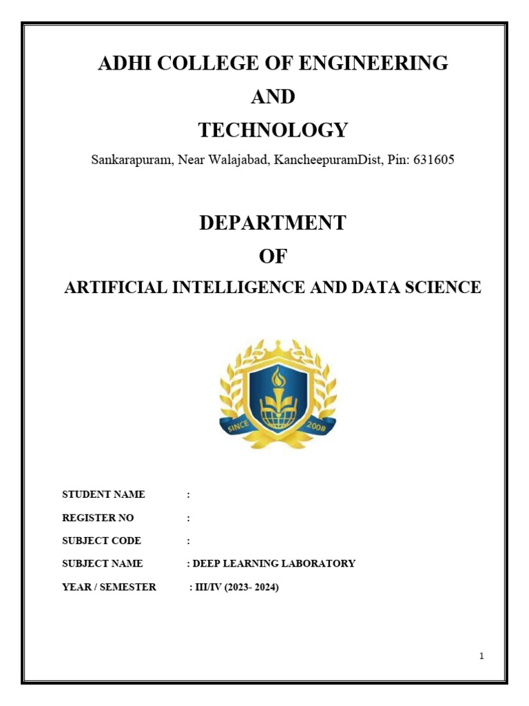 DEEP LEARNING LAB (AI&DS) | PDF | Deep Learning | Cognitive Science DEEP LEARNING LAB (AI&DS) | PDF | Deep Learning | Cognitive Science