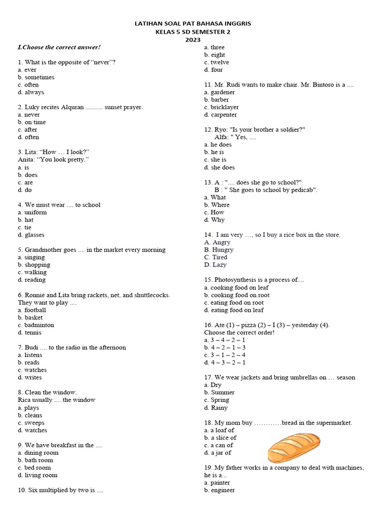 Soal Pat Kls 5 SMT 2 23 | PDF