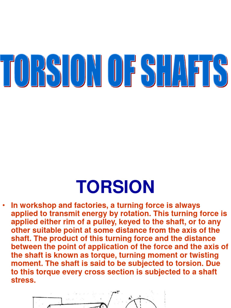 Torsion of Shaft | PDF | Torque | Rotation Around A Fixed Axis