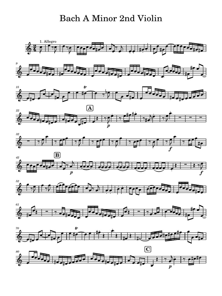 Bach a Minor 2nd Violin Updated | PDF | Musical Compositions | Musical Forms