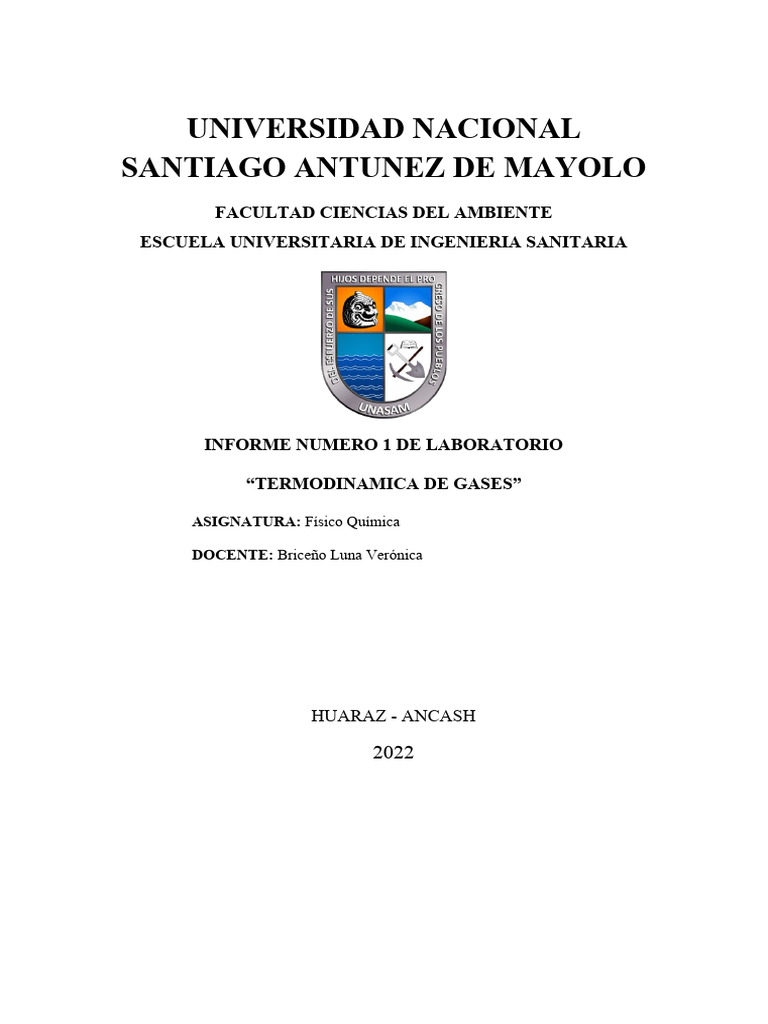 Fisicoquímica Informe De Laboratorio Descargar Gratis Pdf