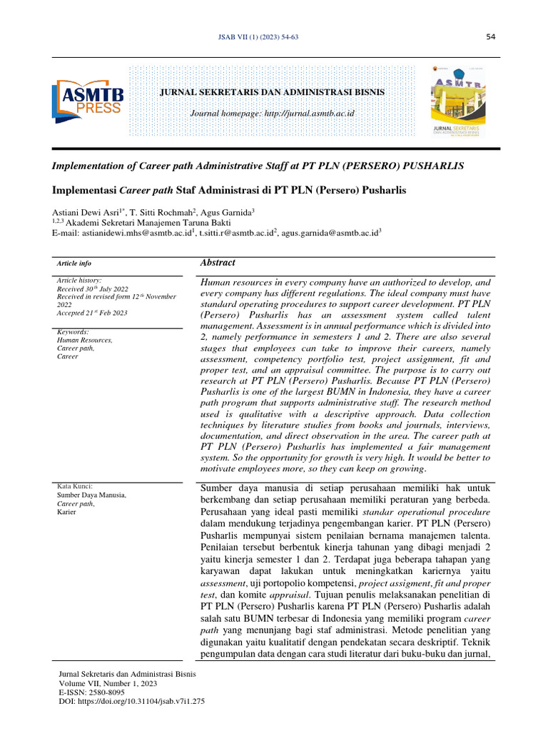 Implementation of Career Path Administrative Staff at PT PLN (PERSERO ...