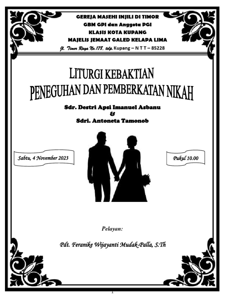 Pemberkatan Nikah Destri dan Antoneta | PDF
