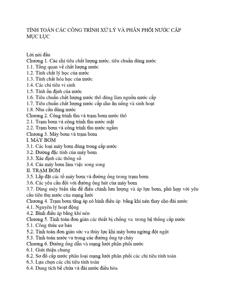 274tinh Toan Cac Cong Trinh Xu Ly Va Phan Phoi Nuoc Cap | PDF