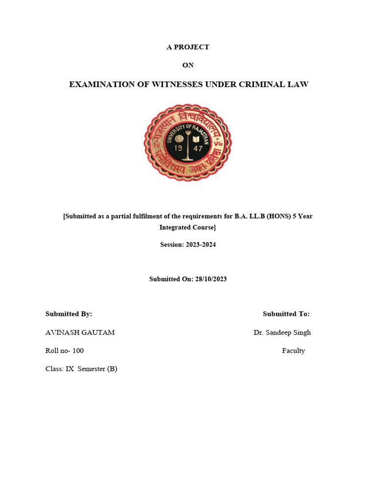 CRPC Avinash | PDF | Witness | Cross Examination