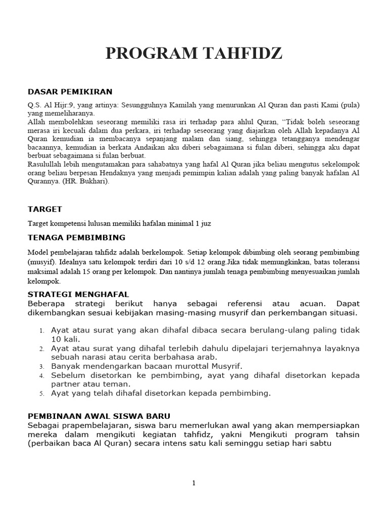 Laporan Program Tahfiz | PDF