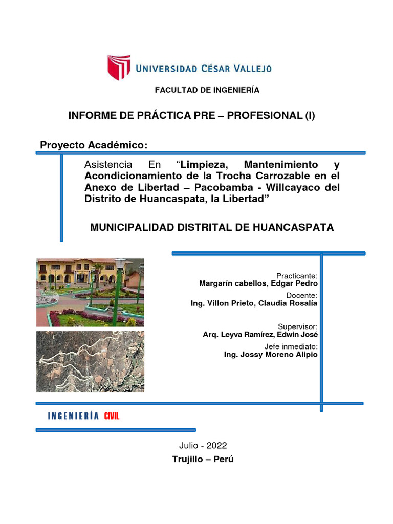 Informe de Practicas Preprofesionales | PDF | La carretera | Business