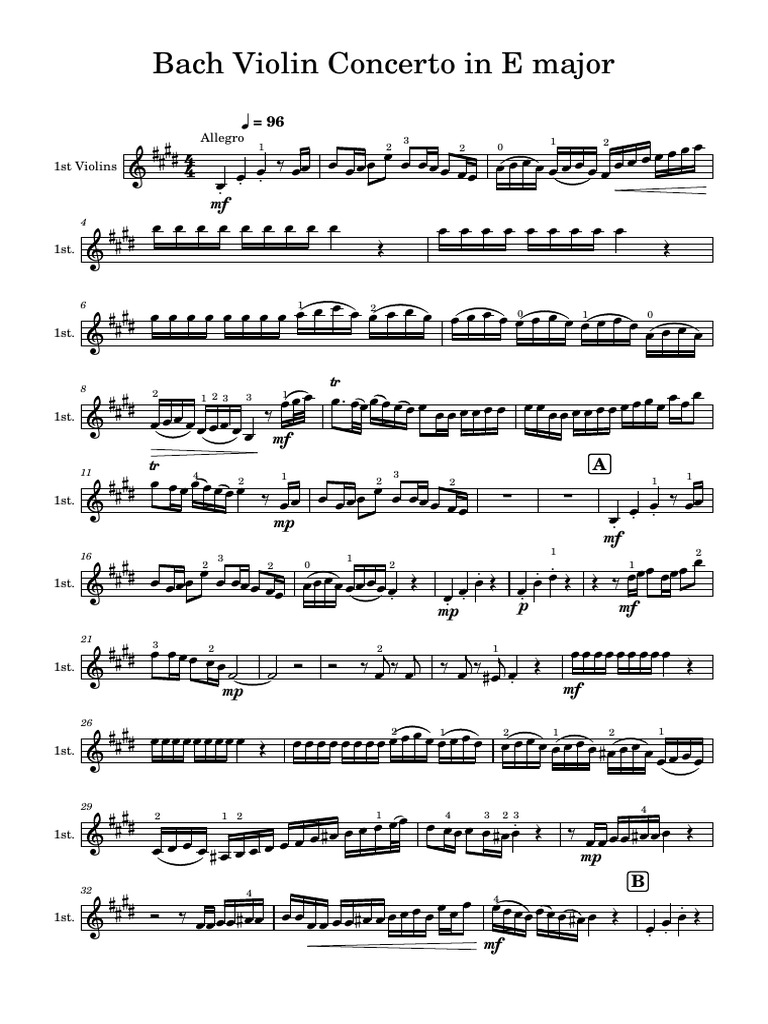 1 Violin Concerto in E Major Back 1st MVT - 1st Violin | PDF | Concerto ...