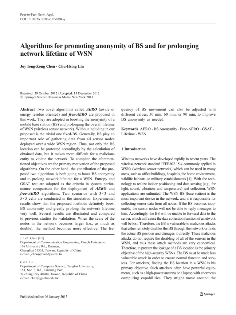 Peer To Peer Routing in WSN | Download Free PDF | Wireless Sensor Network | Routing