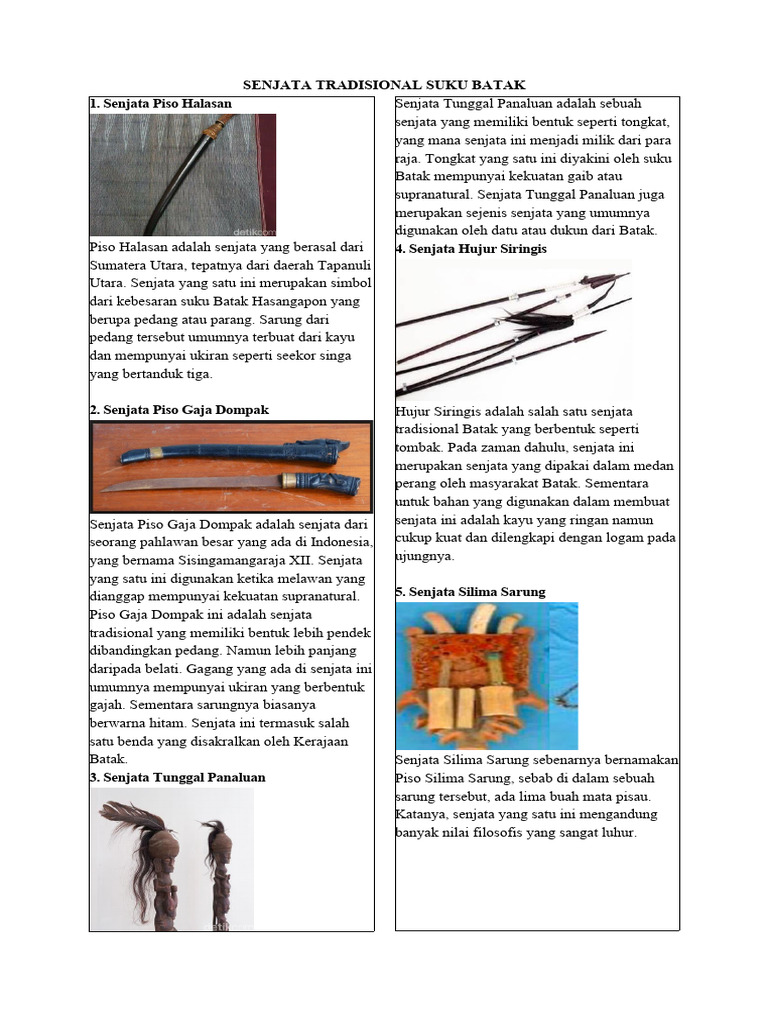Senjata Tradisional Suku Batak | PDF