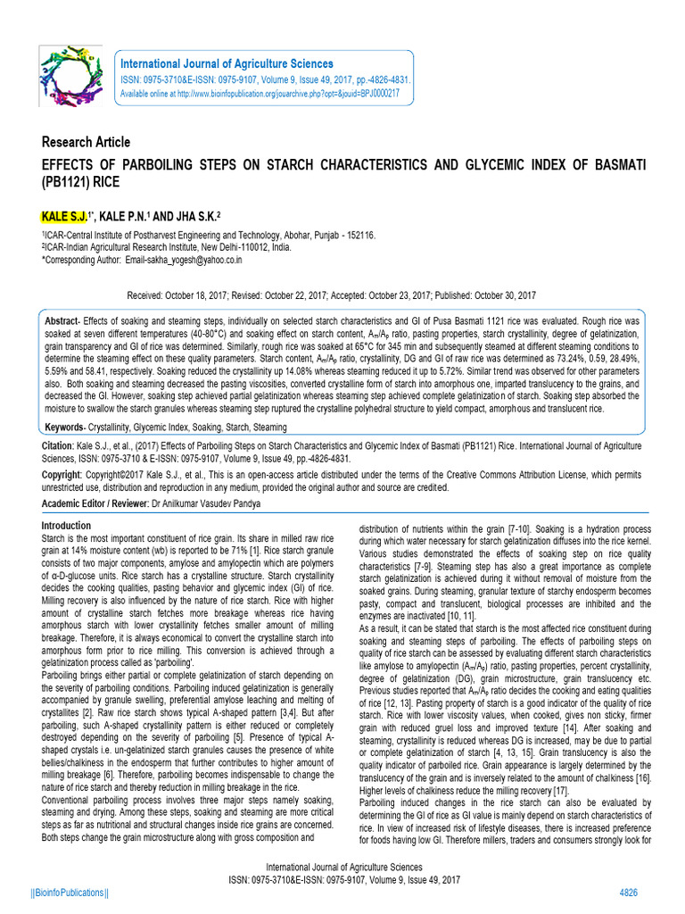 Sakhap - EFFECTS OF PARBOILING STEPS ON STARCH CHARACTERISTICS | PDF ...