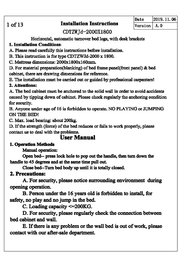 2000x1800 (7502000) Installation Instructions | PDF