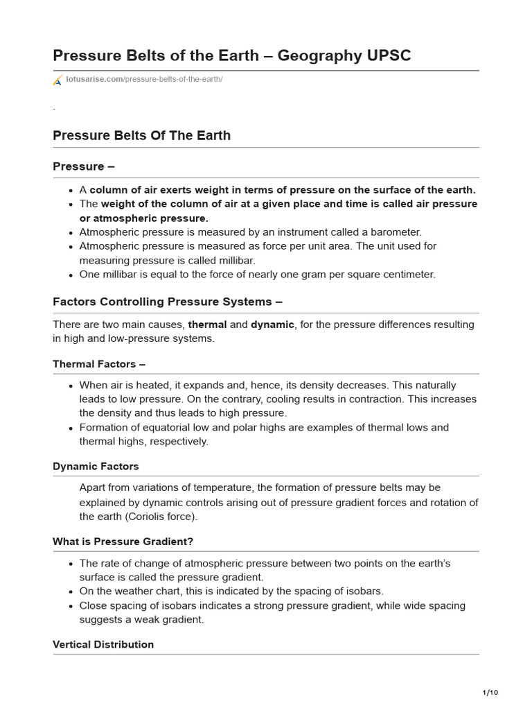Pressure Belts of the Earth Explained | PDF | Atmospheric Circulation ...