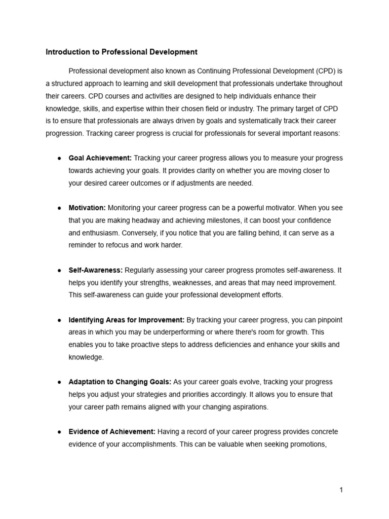 Introduction to Professional Development | PDF | Mentorship | Goal