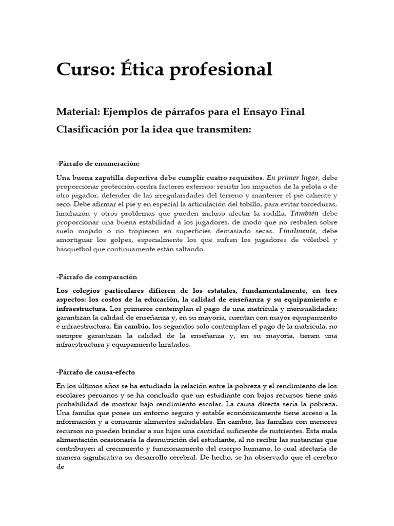Etica Ejemplos de Párrafos 2023 | PDF | Multilingüismo | Anorexia nerviosa