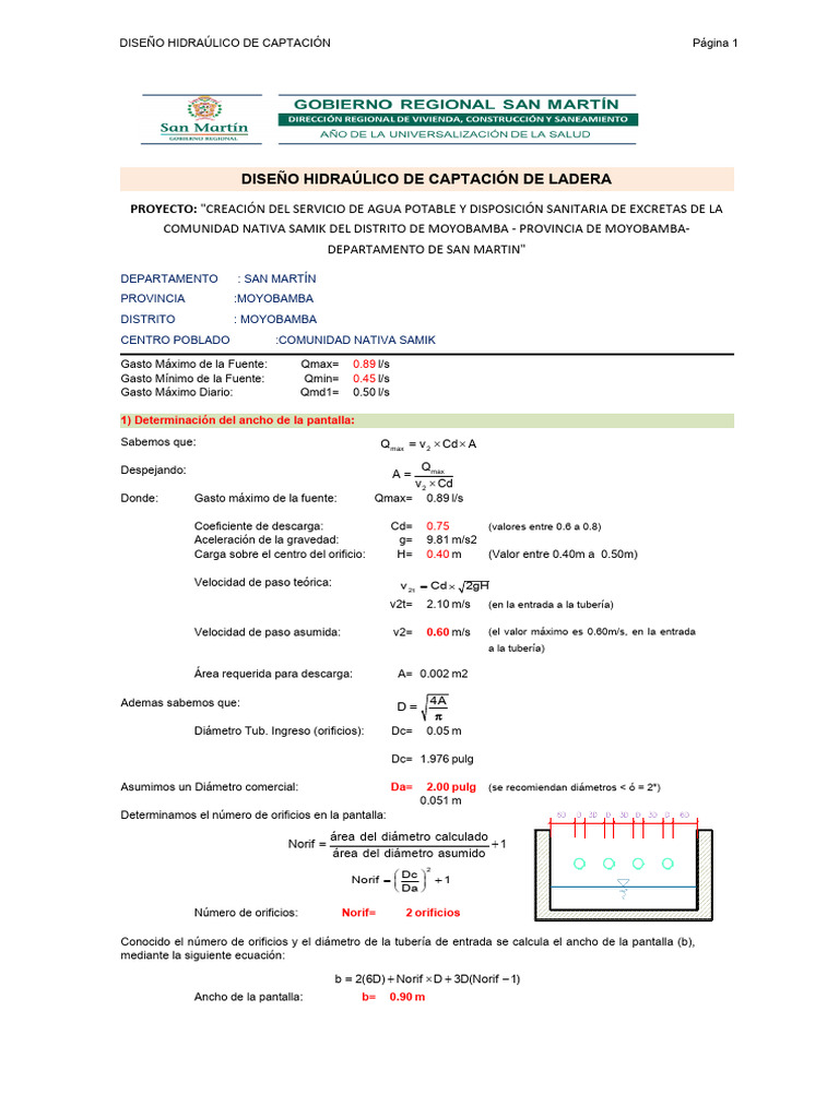 Captación de Ladera | PDF | Agua | Ingeniería Ambiental