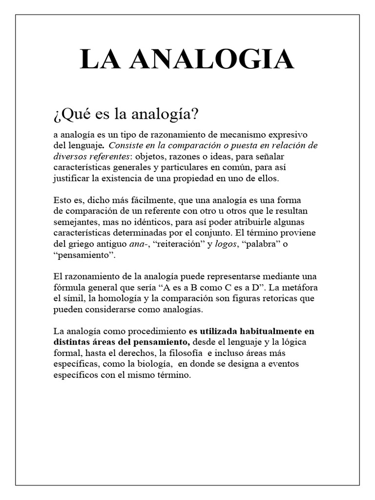 Tipos y Ejemplos de Analogía | PDF | Analogía | Lógica