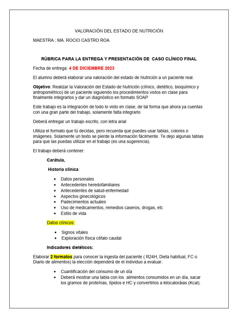 Valoración Nutricional Completa del Paciente | PDF | Nutrición | Dieta ...