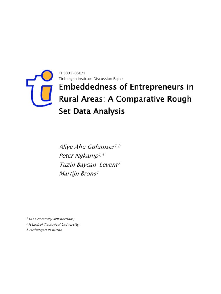 Embeddedness of Entrepreneurs in Rural Areas: A Comparative Rough Set Data Analysis | PDF ...