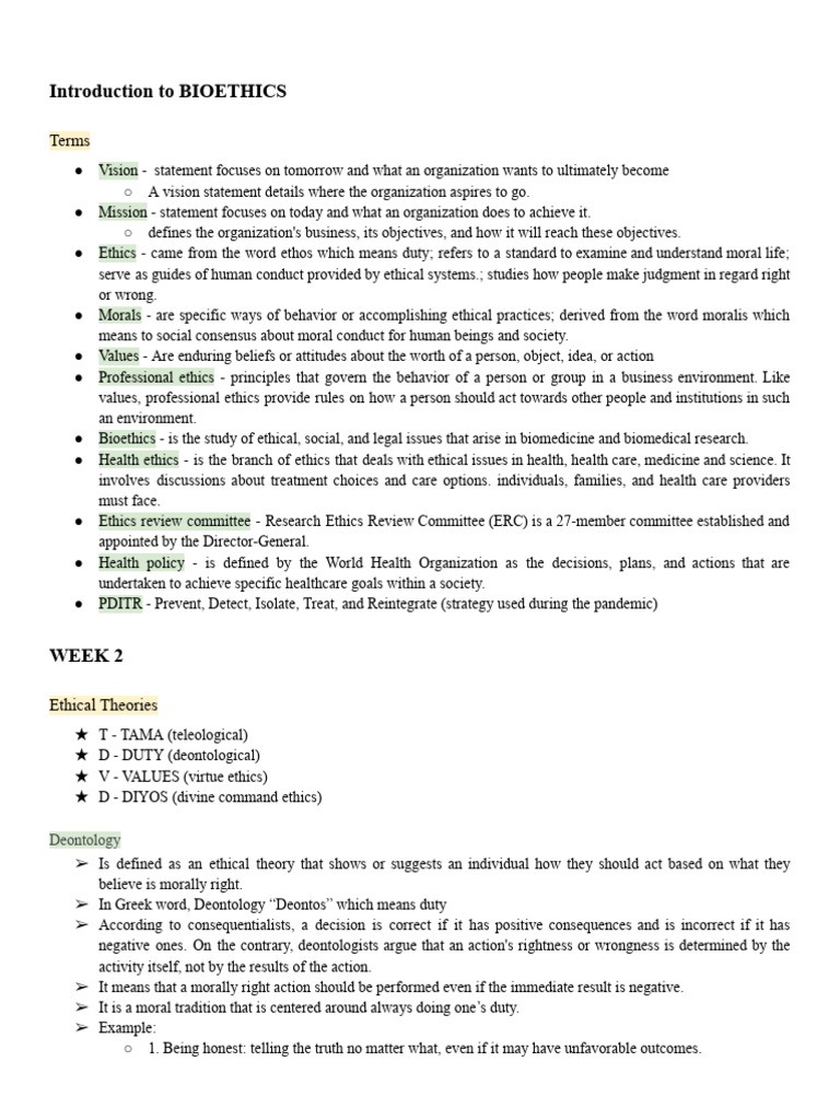 BIOETHICS (Prelims) | PDF | Virtue Ethics | Informed Consent