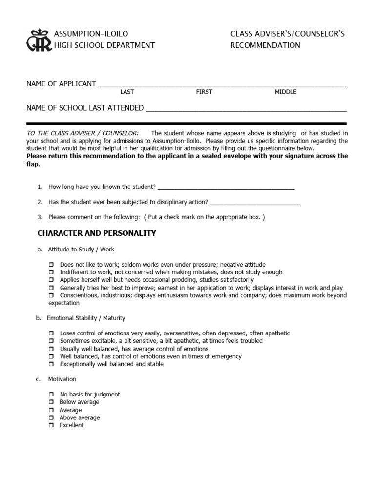 Assumption Recommendation Form | PDF | Emotions | Leadership
