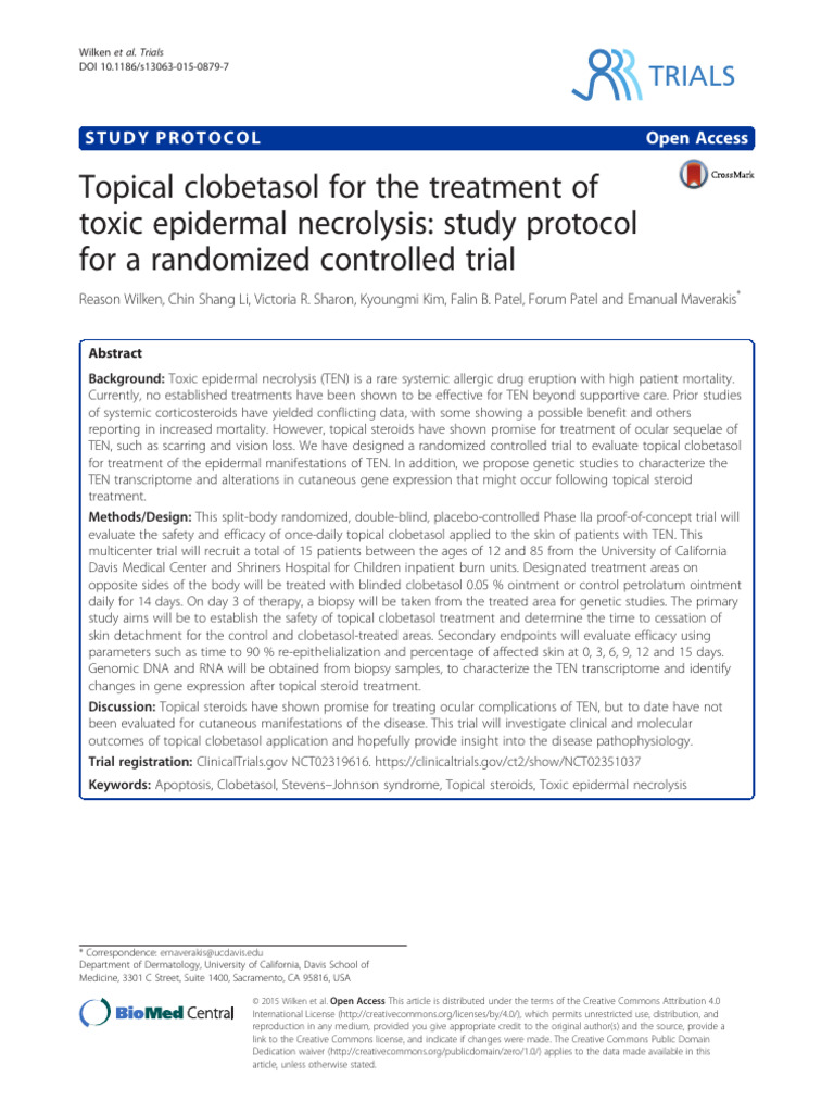 Topical Clobetasol For The Treatment of Toxic Epid | PDF | Topical Medication | Therapy