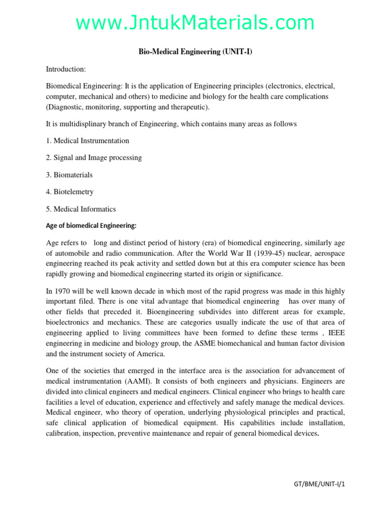 Bme Unit I | PDF | Membrane Potential | Electrocardiography