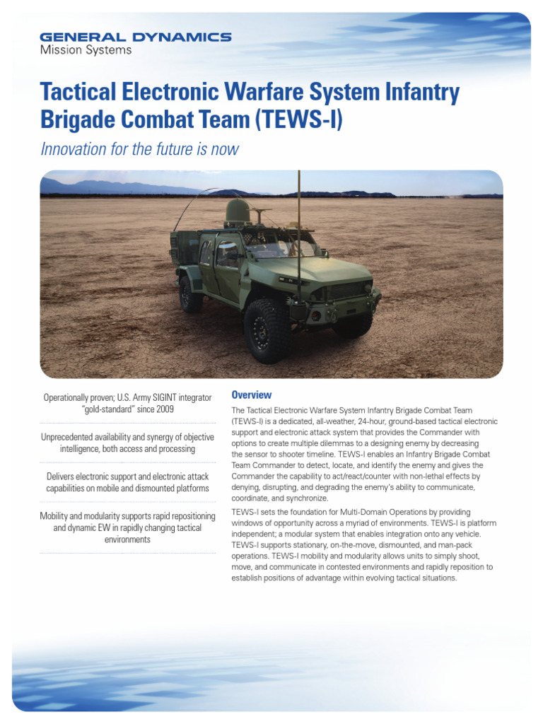 Tactical Electronic Warfare System Infantry TEWS I | PDF | Electronic ... Tactical Electronic Warfare System Infantry TEWS I | PDF | Electronic ...