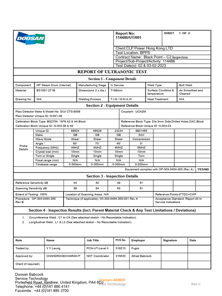114486-UT-001 HP Steam Drum (Internal) | PDF | Mechanical Engineering ...
