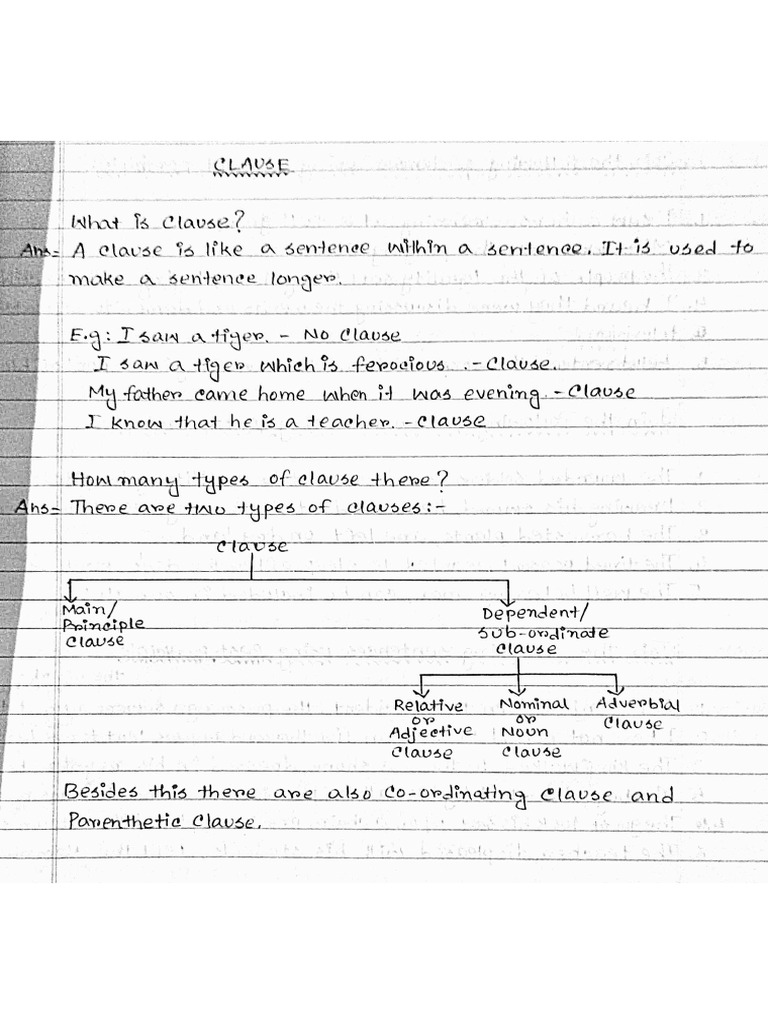 CLAUSE Explanation Handwritten | PDF