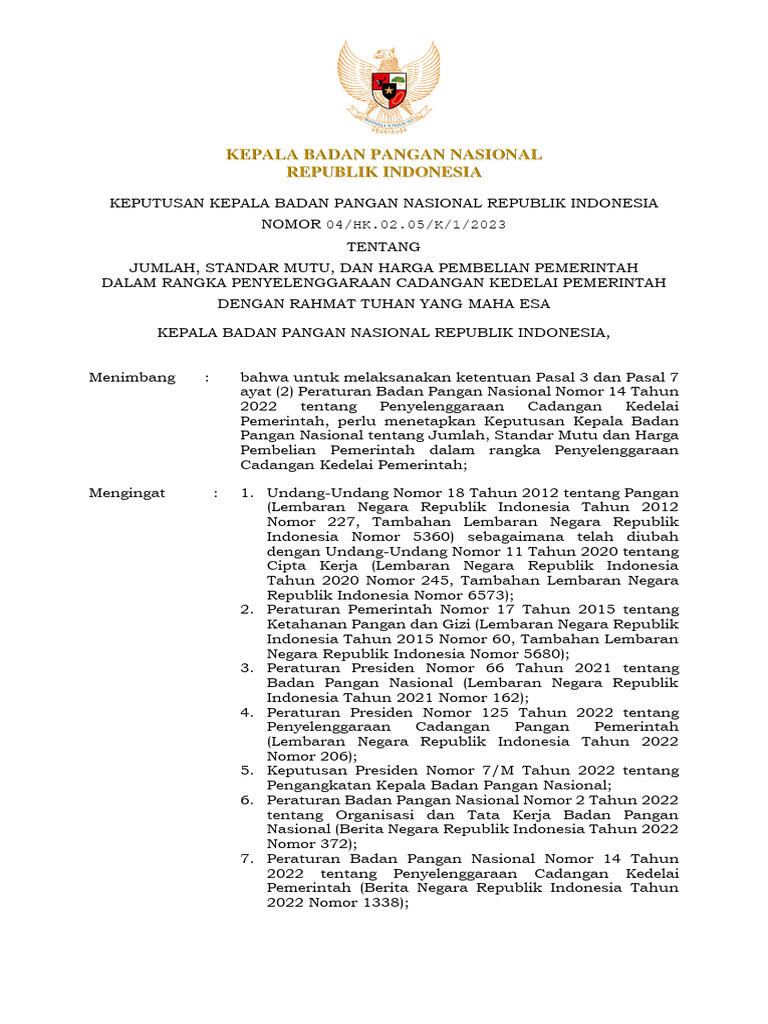 04-2023 (CKP) Kepbadan Jumlah, Standar Mutu, Dan Harga Pembelian Pemerintah Dalam Rangka ...