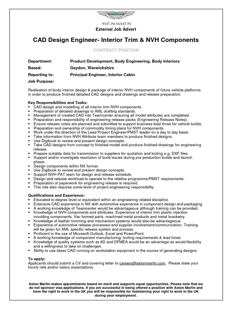Cad Design Engineer Interiors NVH August 2013 | PDF | Computer Aided Design | Engineering
