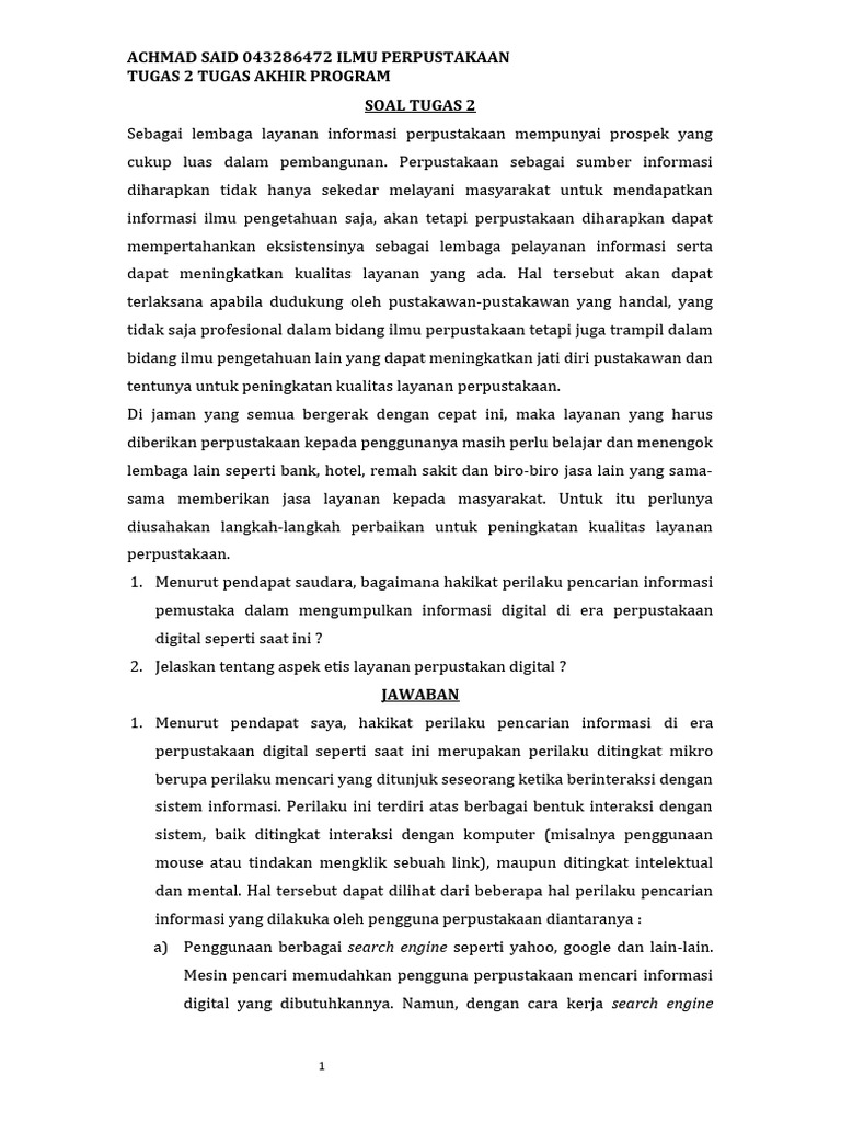 Soal Tugas 2 Tugas Akhir Program | PDF