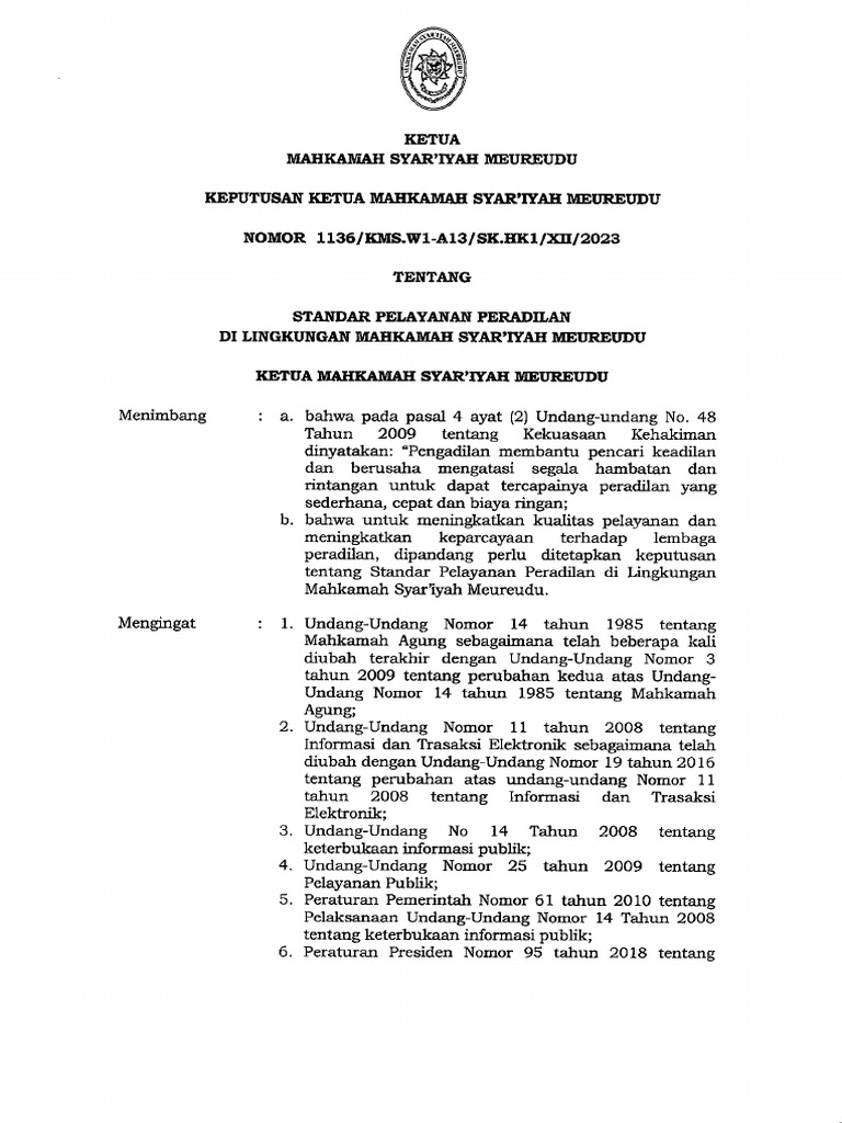 SK Standar Pelayanan Peradilan | PDF SK Standar Pelayanan Peradilan | PDF