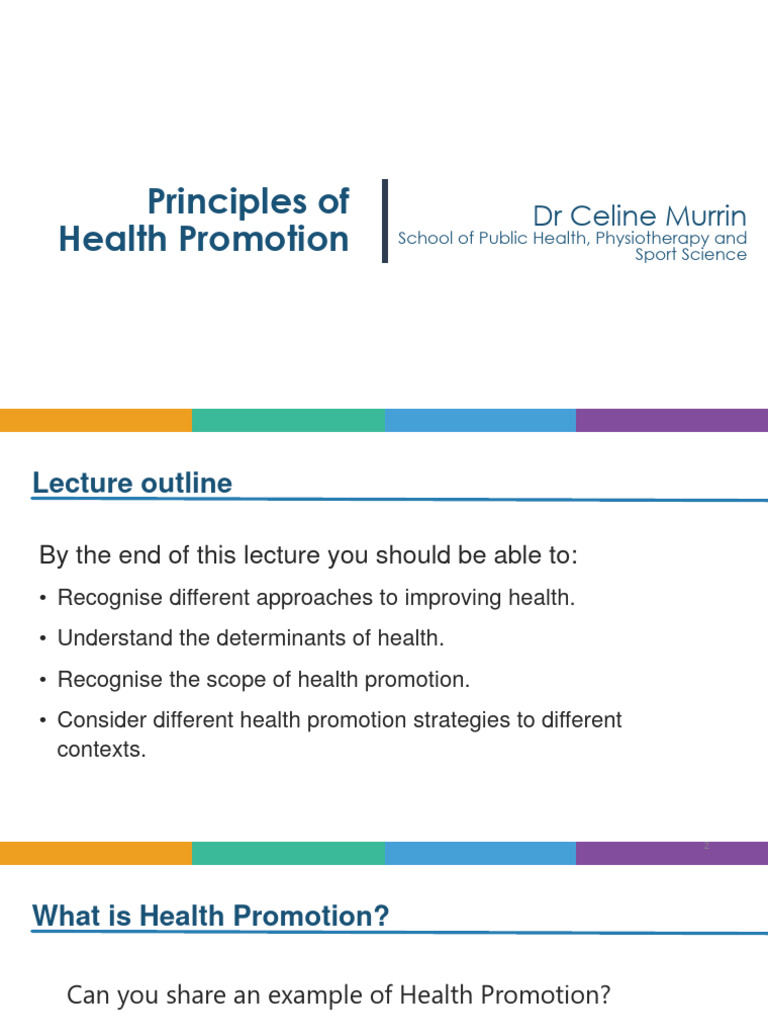 Principles of Health Promotion: DR Celine Murrin | PDF | Health ...