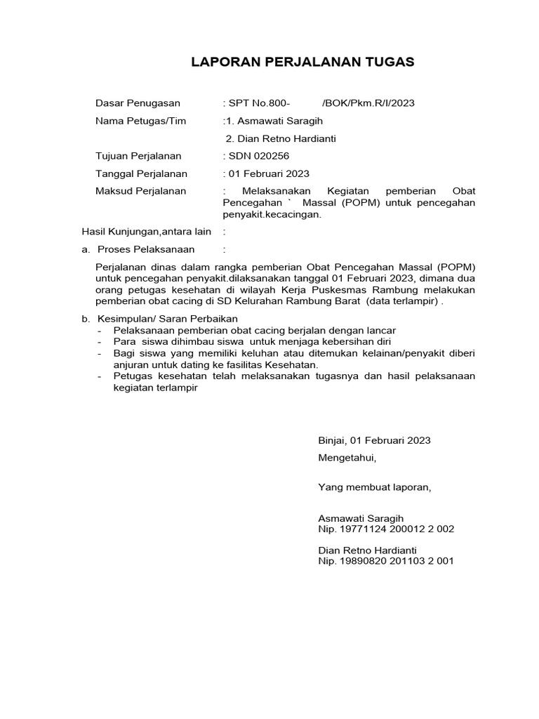 Laporan Pemberian Obat Cacing 2023 | PDF