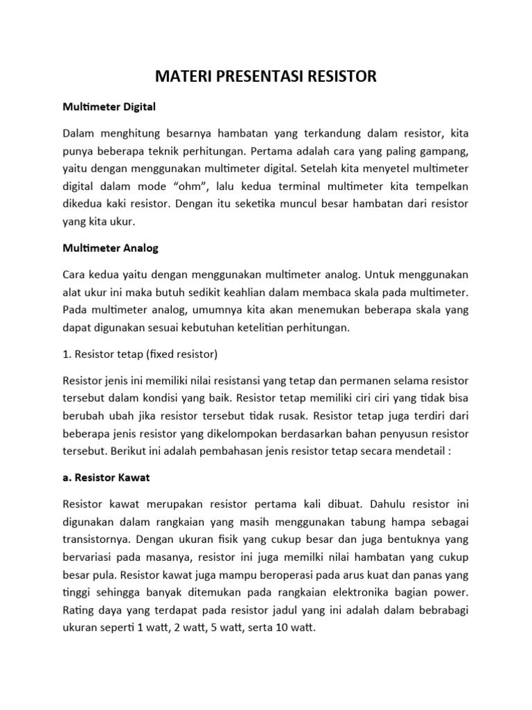 Materi Presentasi Resistor | PDF