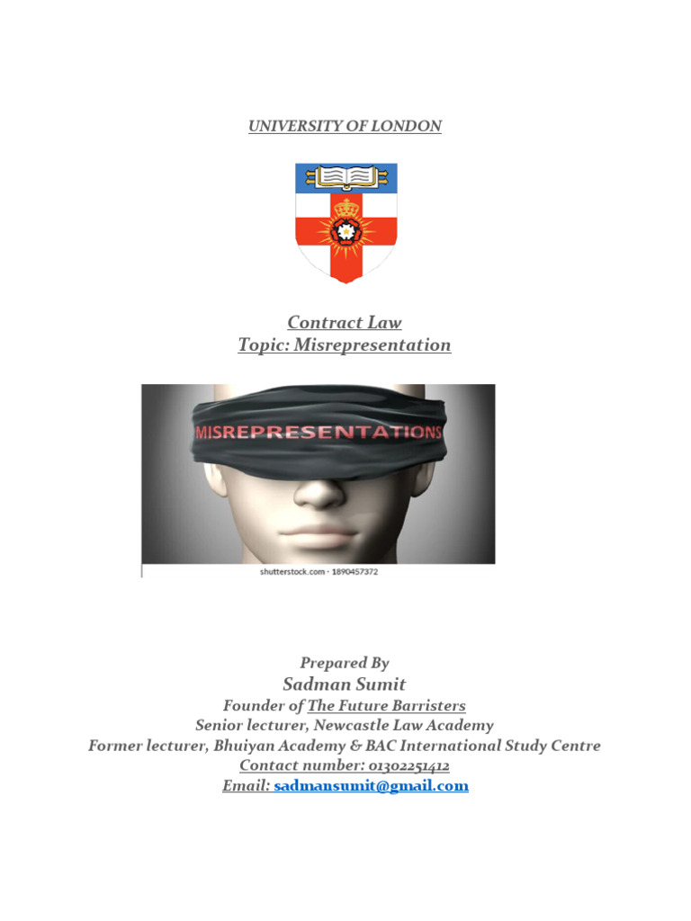 Misrepresentation.-Version-2022-1 | PDF | Misrepresentation | Damages